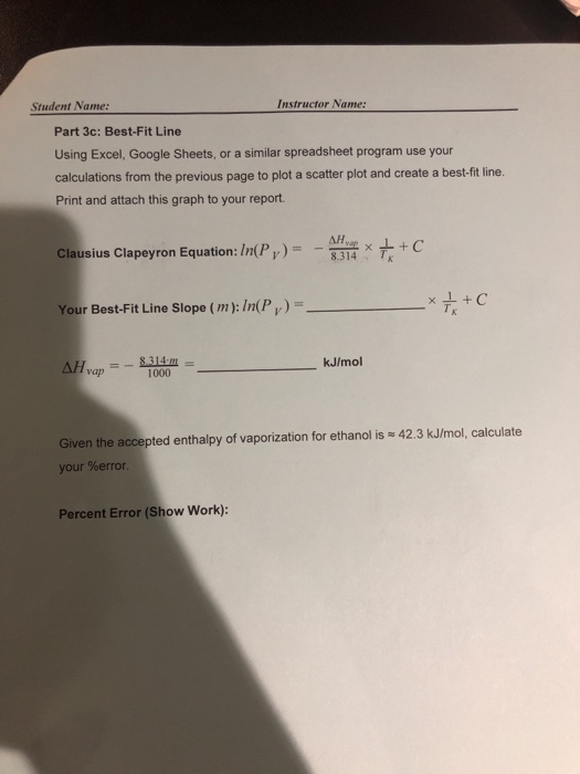 Solved Instructor Name: Stadent Name DATA (EXP #2): Part 1: | Chegg.com