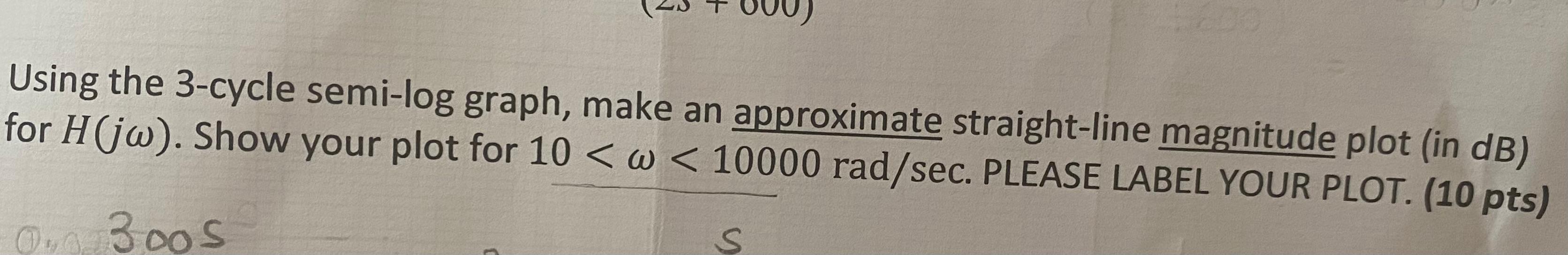 Solved H(s)=S+2S×s+100010000Using the 3-cycle semi-log | Chegg.com