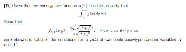 Solved [17] Given that the nonnegative function g(x) has the | Chegg.com