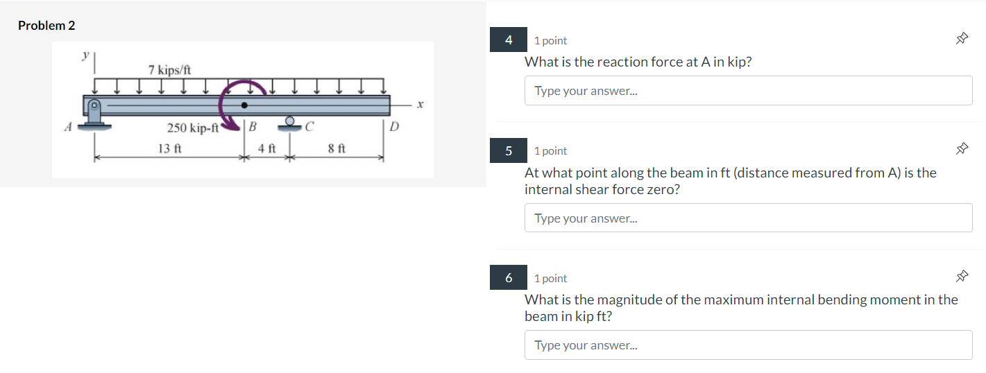 Solved Problem 2 41 point What is the reaction force at A in | Chegg.com