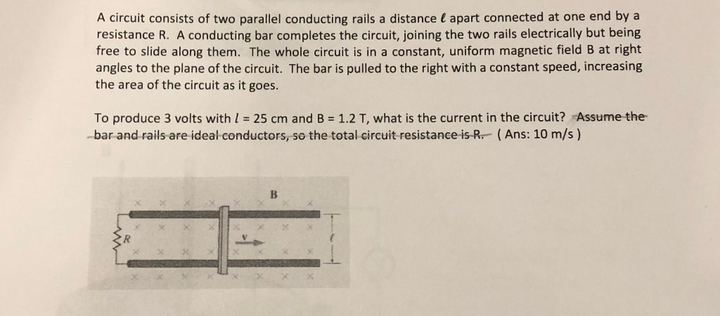Solved A circuit consists of two parallel conducting rails a | Chegg.com