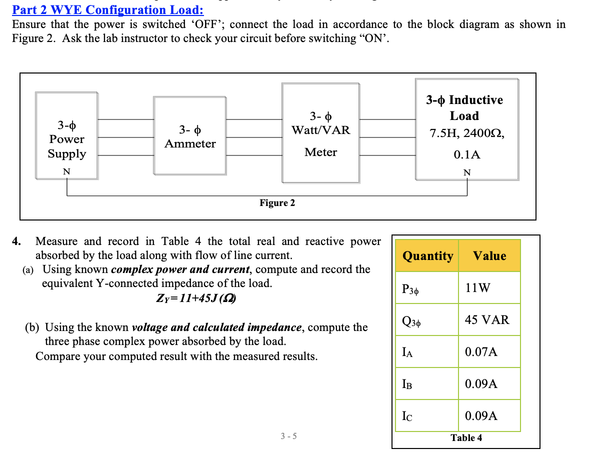 Part 2 WYE Configuration Load: Ensure that the power | Chegg.com