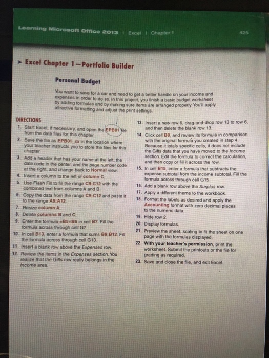Learning Microsoft Office 2013 Excel Chapter 1 425 
