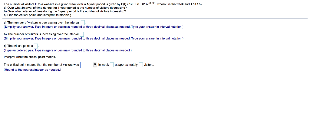 Solved The number of visitors P to a website in a given week | Chegg.com