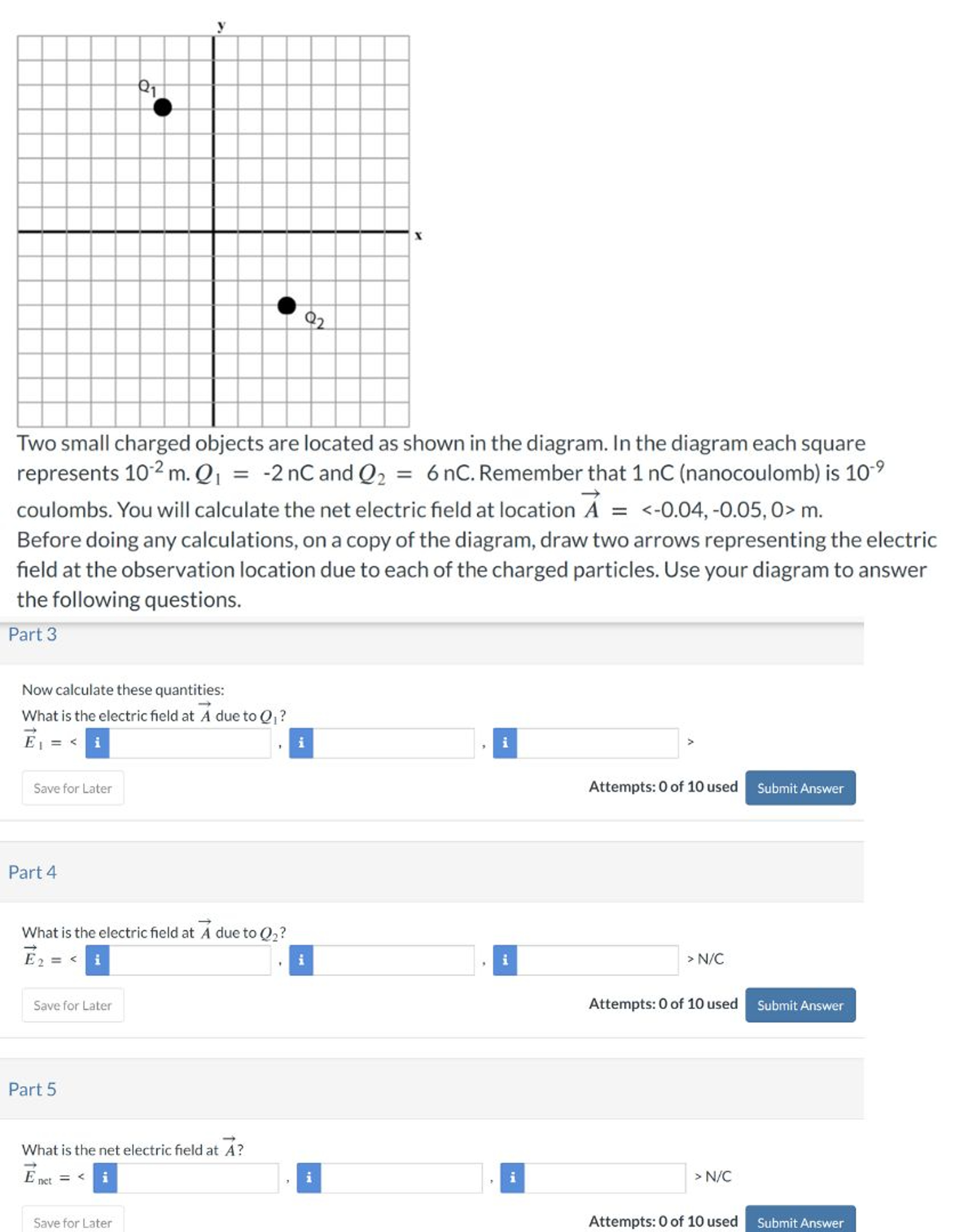 Solved Two small charged objects are located as shown in the | Chegg.com