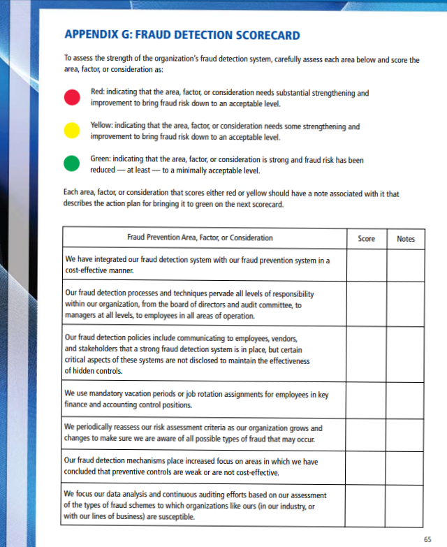 APPENDIX G: FRAUD DETECTION SCORECARD To assess the | Chegg.com