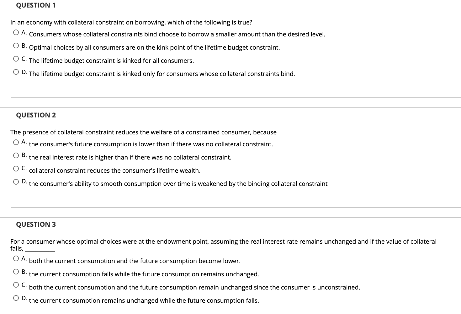 Solved QUESTION 1 In an economy with collateral constraint | Chegg.com