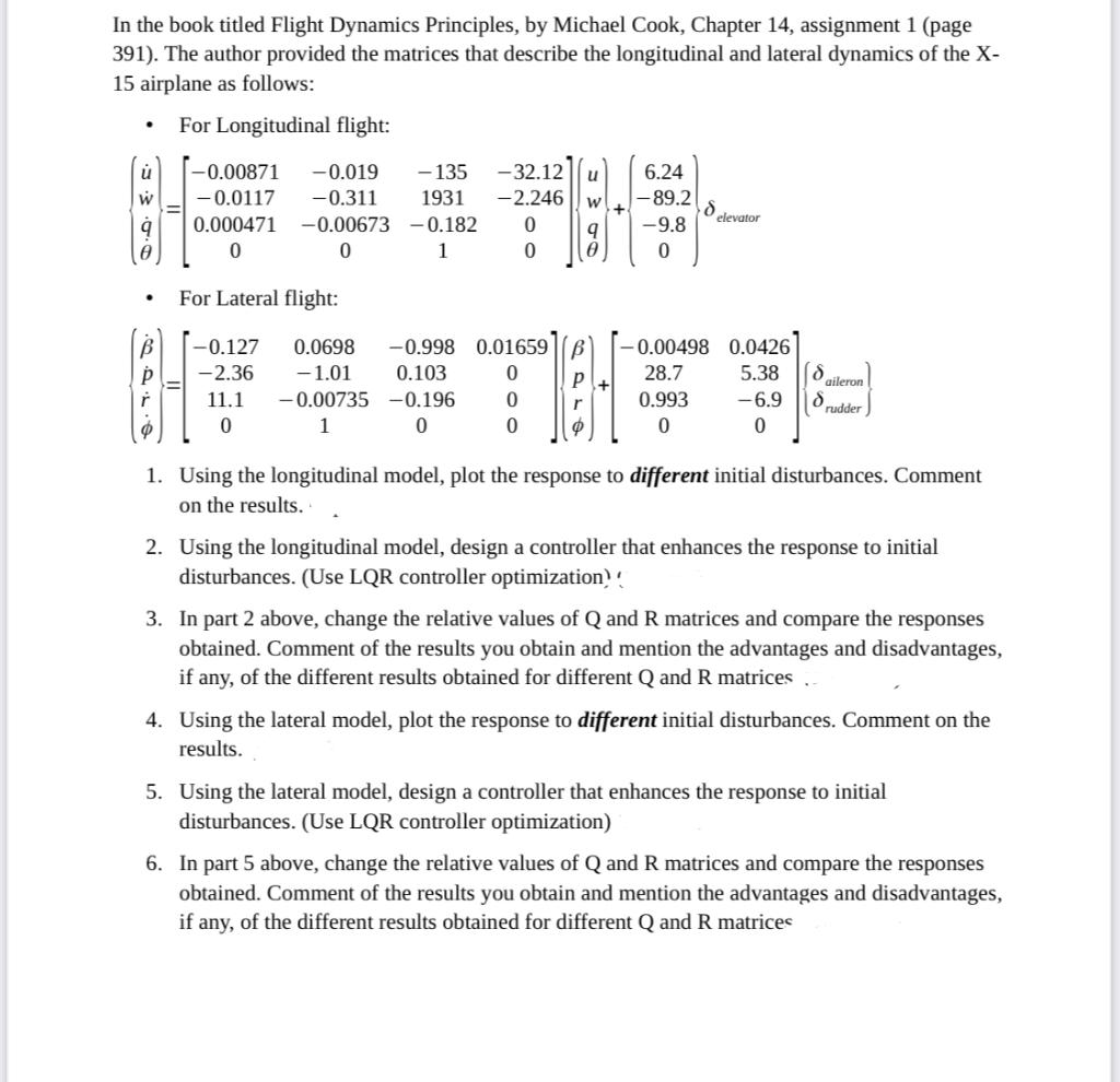 In the book titled Flight Dynamics Principles, by | Chegg.com