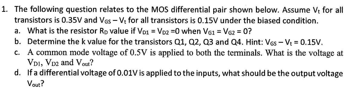 1. The following question relates to the MOS | Chegg.com