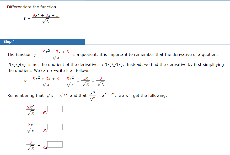 Solved Differentiate. y = 5x 6 - cot(x) Step 1 5x The | Chegg.com