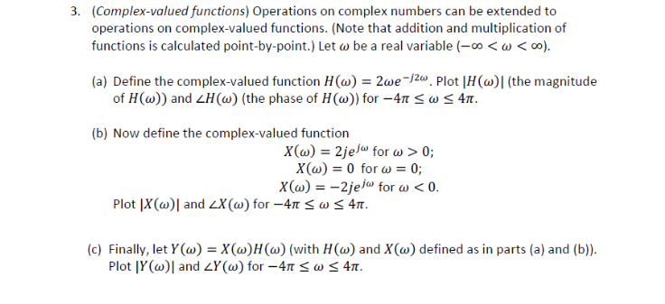 Solved (Complex-valued functions) Operations on complex | Chegg.com
