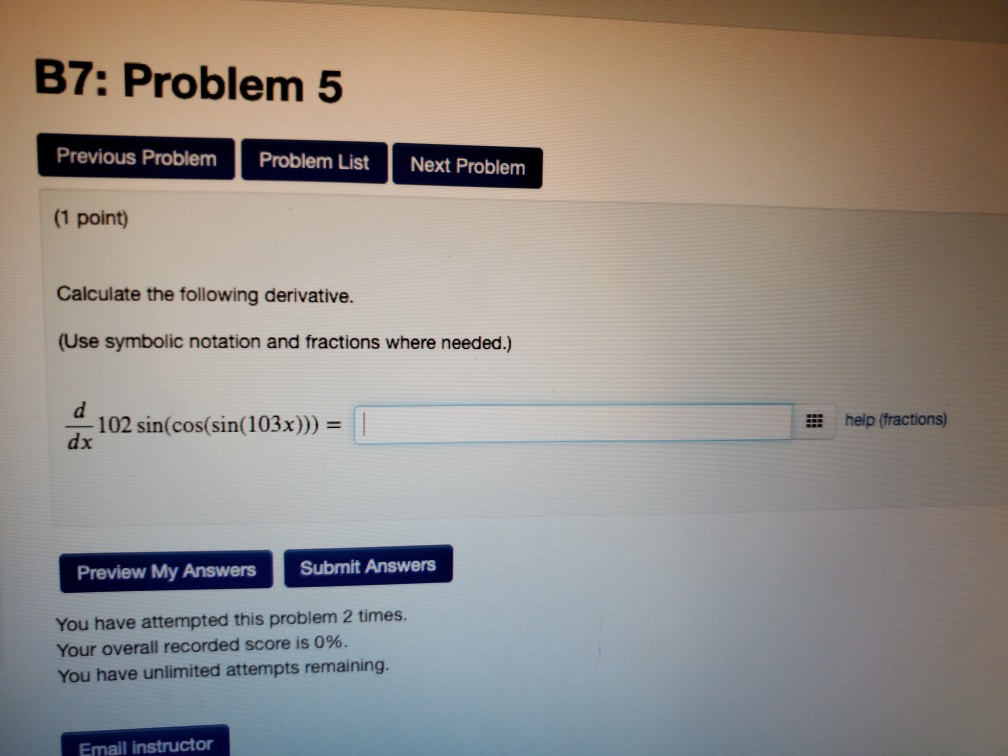 Solved B7: Problem 5 Previous Problem Problem List Next | Chegg.com