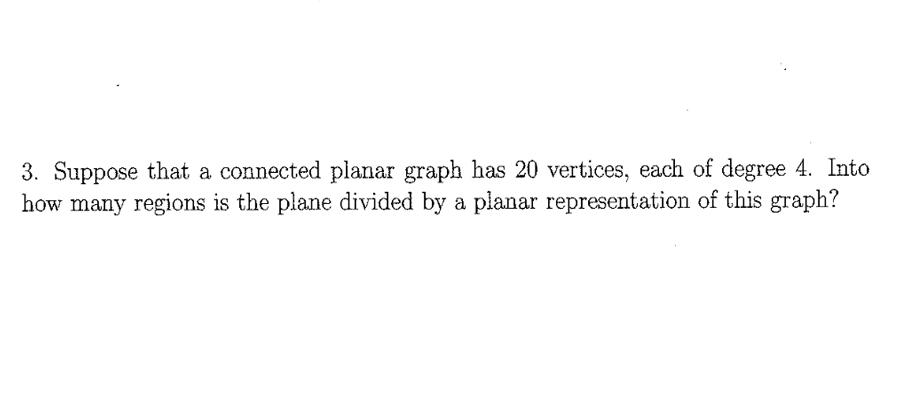 Solved Suppose that a connected planar graph has 20 | Chegg.com