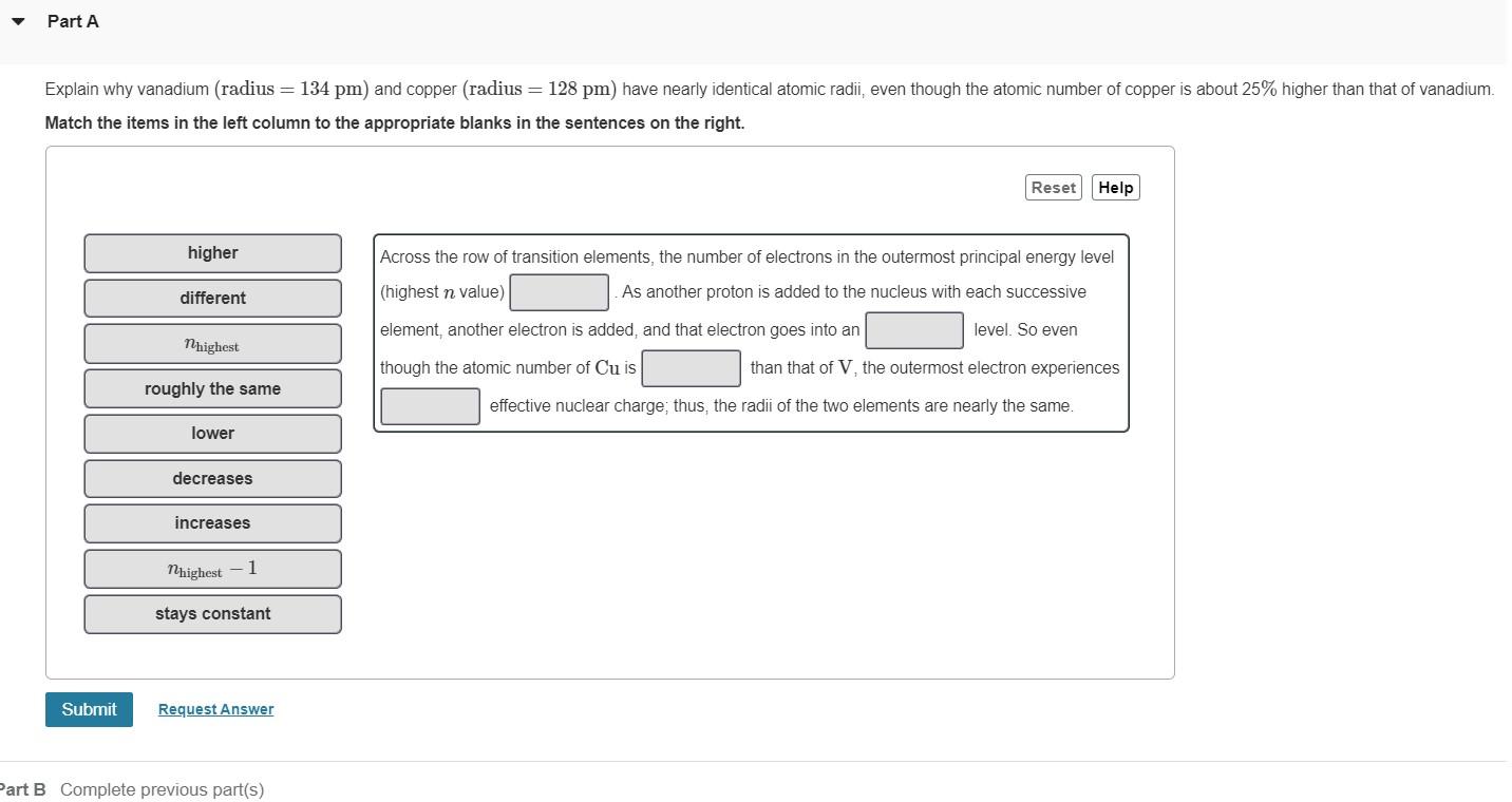 Solved Explain why vanadium (radius =134pm ) and copper | Chegg.com