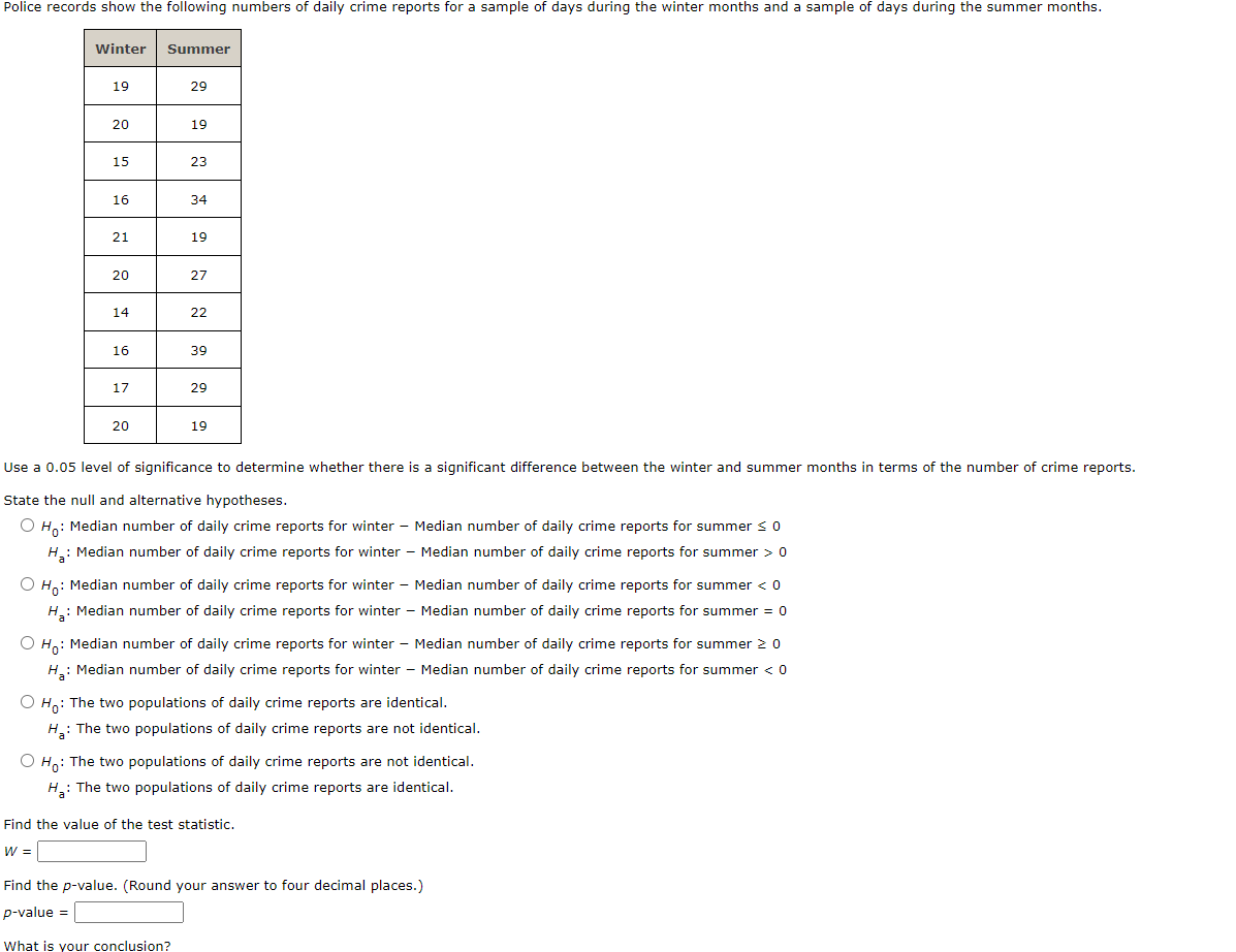 Solved Use a 0.05 level of significance to determine whether | Chegg.com