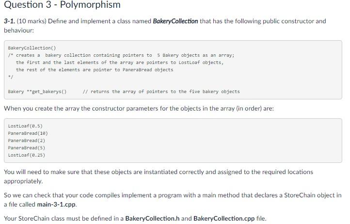 Question 3 - Polymorphism 3-1. (10 marks) Define and | Chegg.com