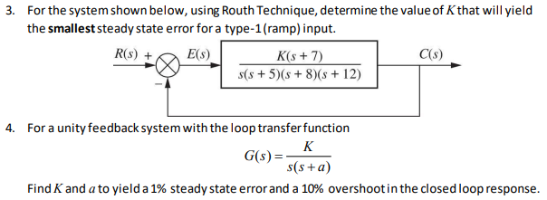 Solved For the system shown below, using Routh Technique, | Chegg.com