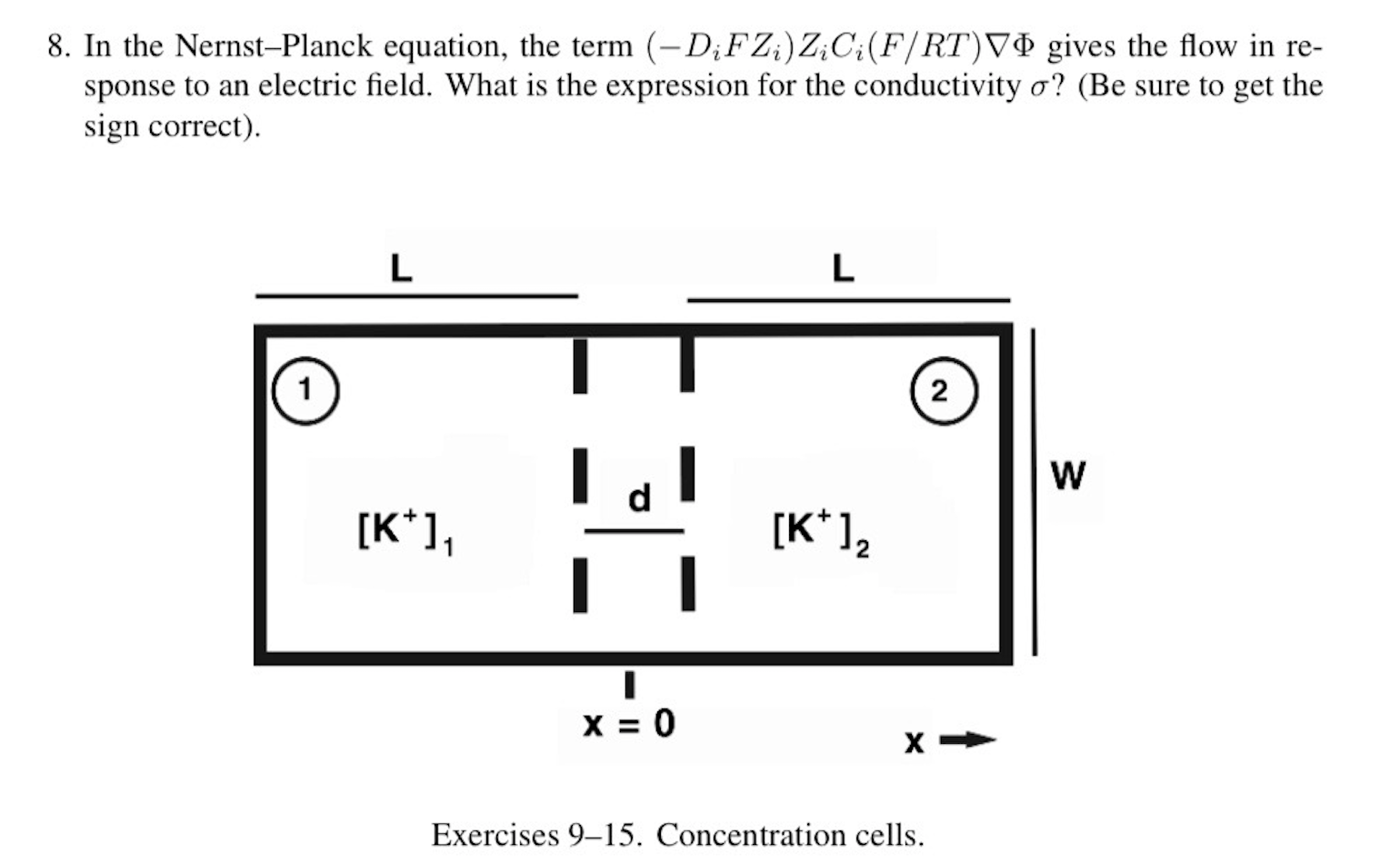 Solved 8. In the Nernst-Planck equation, the term | Chegg.com