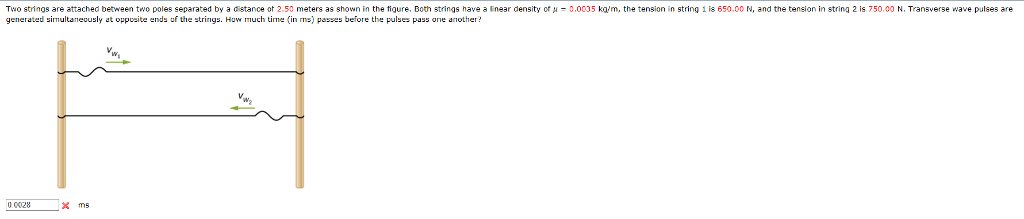 Solved Two strings are attached between two poles separated | Chegg.com