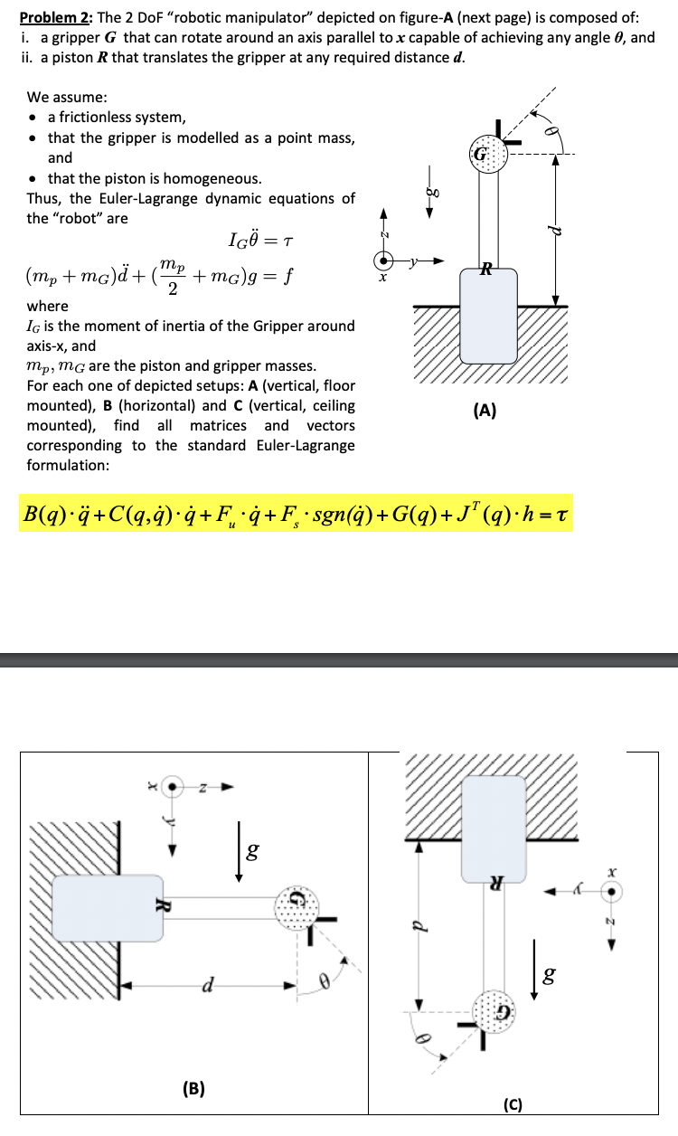 Solved Problem 2: The 2 DoF "robotic manipulator" depicted | Chegg.com