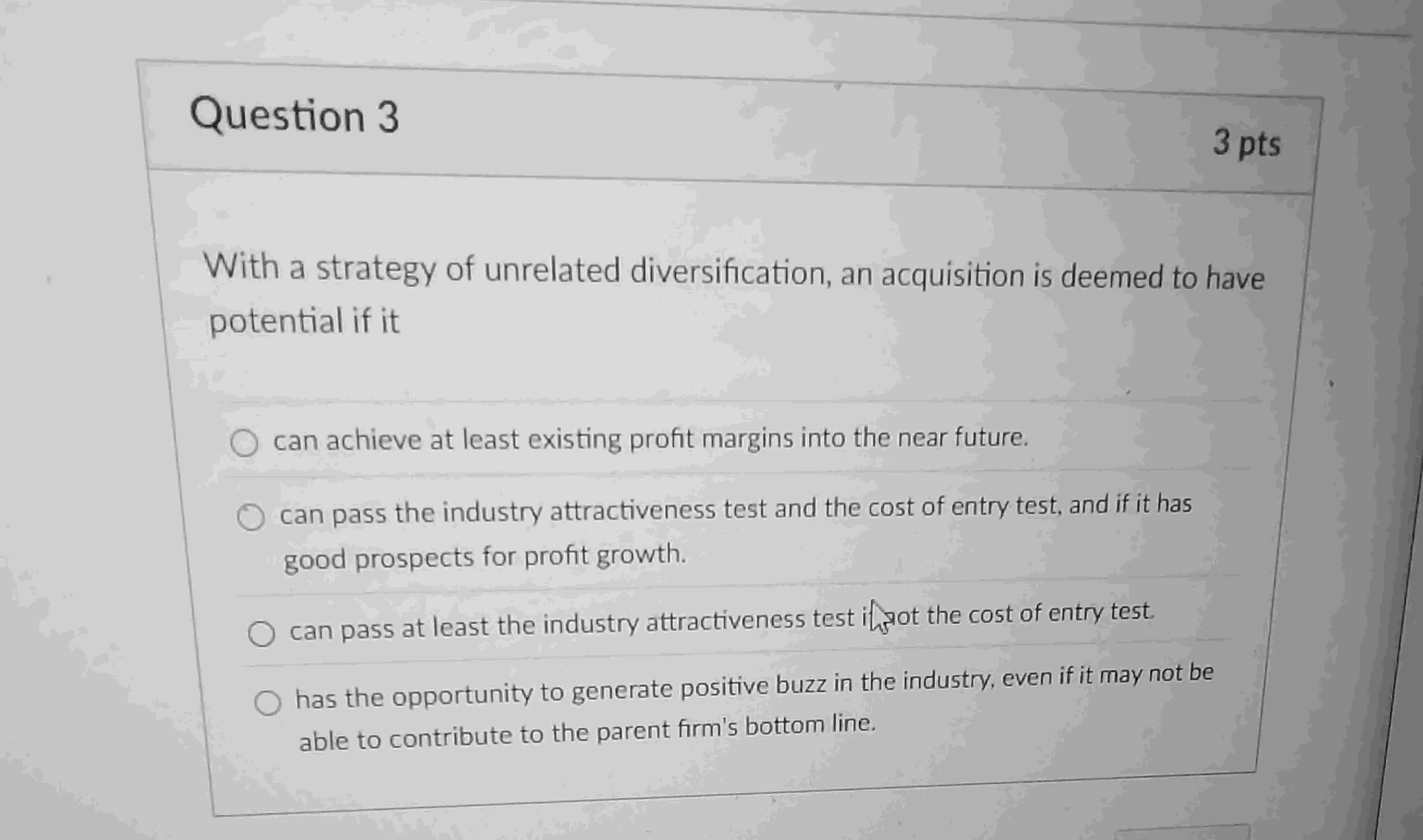 Solved Question 3With a strategy of unrelated | Chegg.com