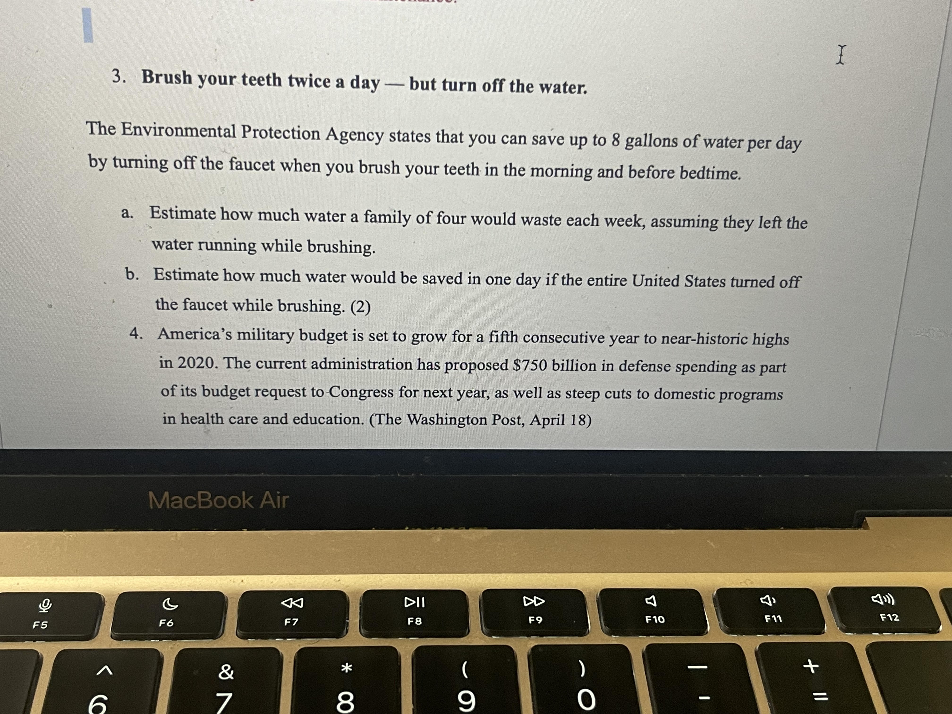 Solved 3. Brush your teeth twice a day - but turn off the | Chegg.com