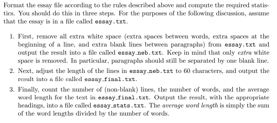 Solved Format the essay file according to the rules | Chegg.com