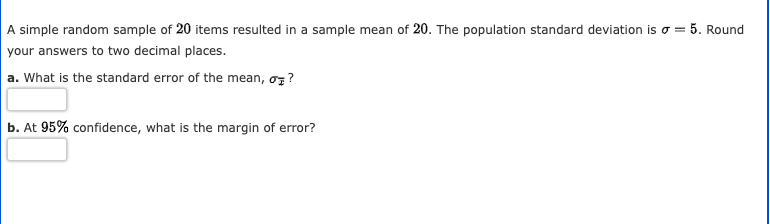 Solved A simple random sample of 20 items resulted in a | Chegg.com