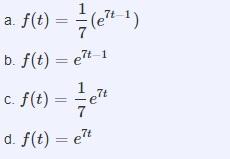 Solved 1 F($) 8(8 - 7) . f() 7 b. f(t) = 27t-1 a. f(t) = | Chegg.com