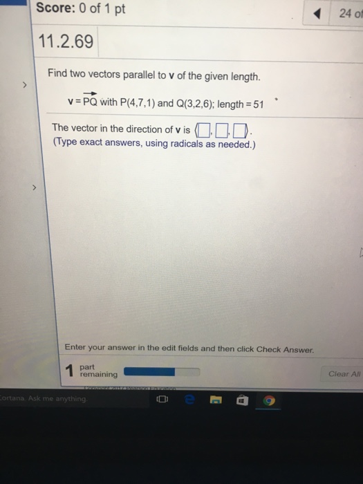 Solved Find two vectors parallel to v of the given length. | Chegg.com
