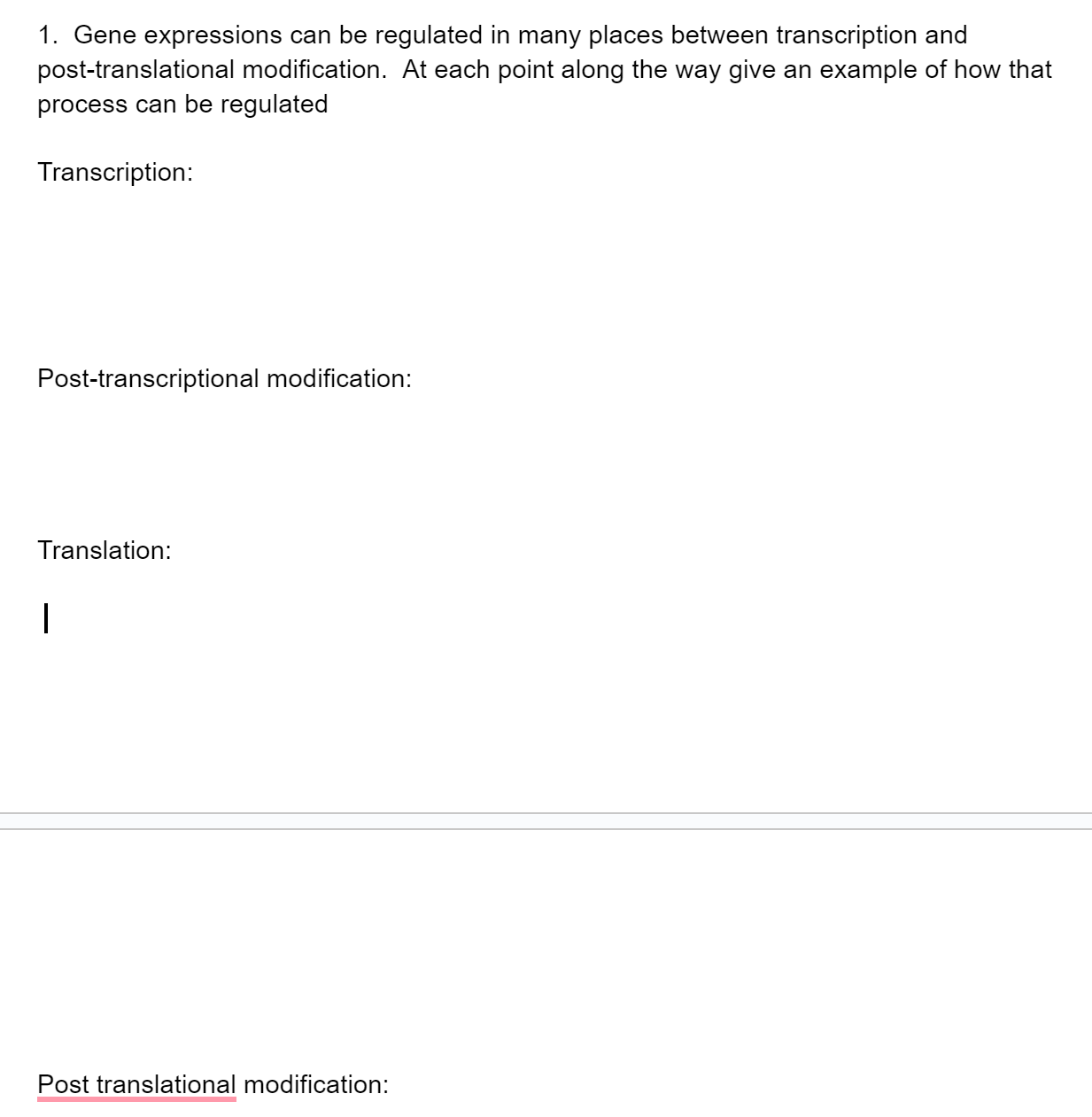 Solved Gene expressions can be regulated in many places | Chegg.com