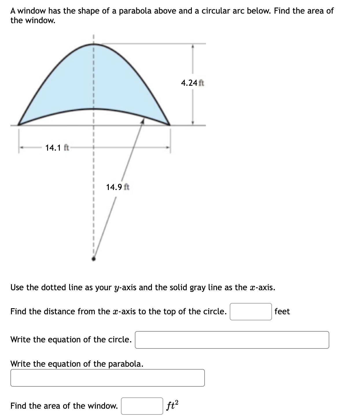 Solved A window has the shape of a parabola above and a | Chegg.com