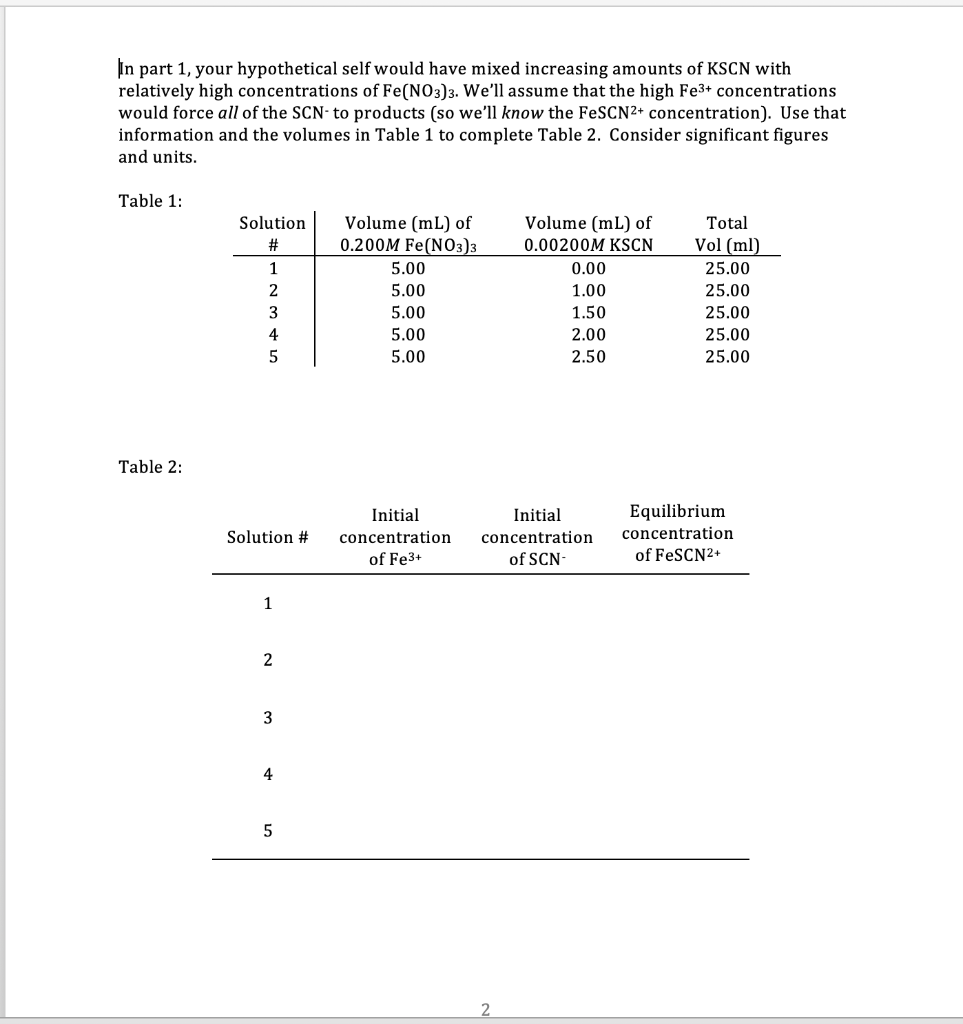 Solved I needed help completing these two tables was unsure | Chegg.com