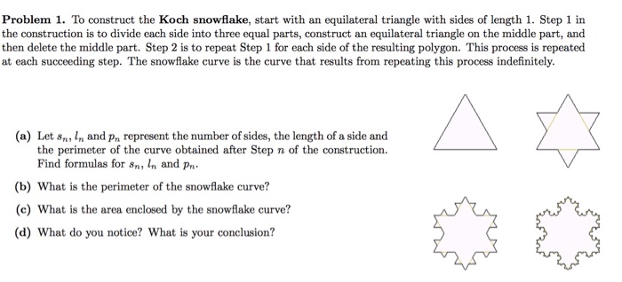 Solved Problem 1. To construct the Koch snowflake, start | Chegg.com