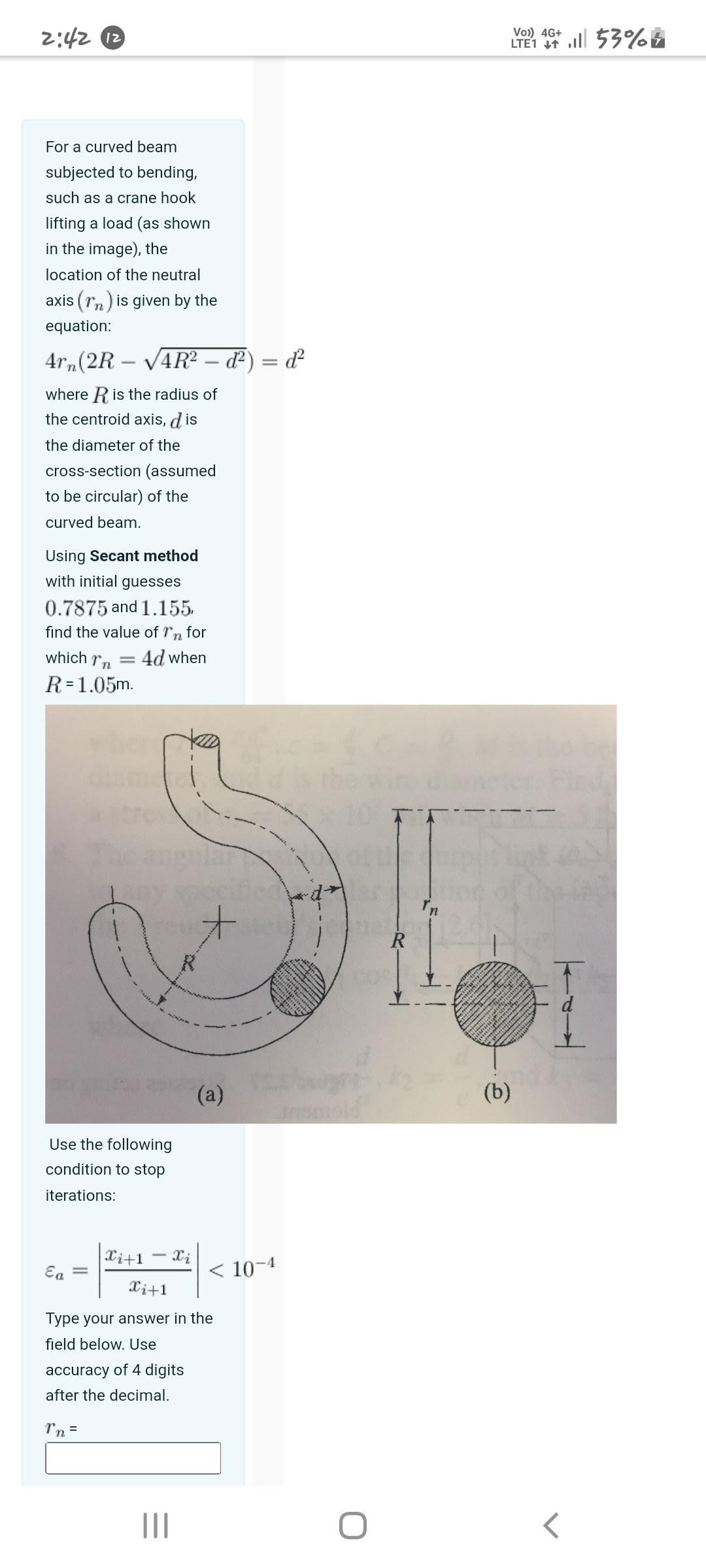 Solved 4rn(2R−4R2−d2)=d2 where R is the radius of the | Chegg.com