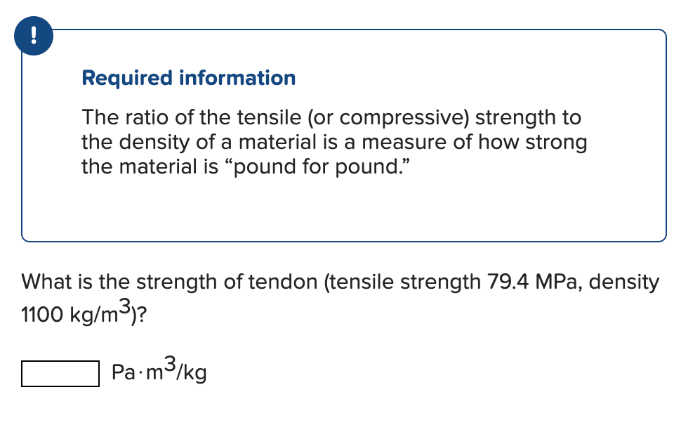 Solved !Required informationThe ratio of the tensile (or | Chegg.com