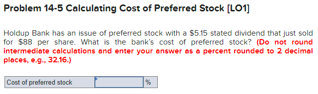 Solved Problem 14-5 Calculating Cost of Preferred Stock | Chegg.com