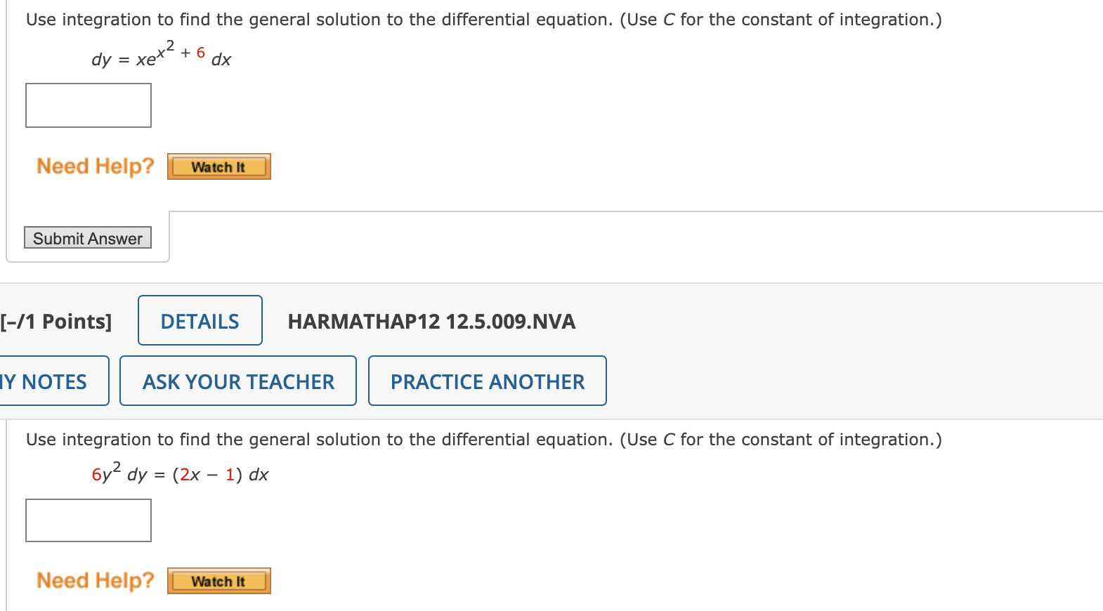 Solved Use integration to find the general solution to the | Chegg.com