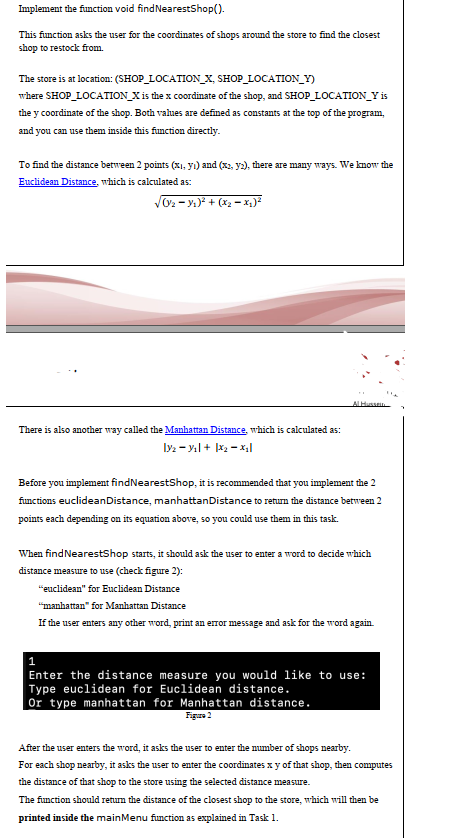 Solved Implement The Function Void Find Nearestshop This 1481