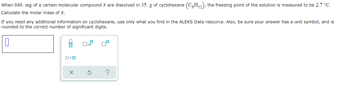 Solved When 646. mg of a certain molecular compound X are | Chegg.com
