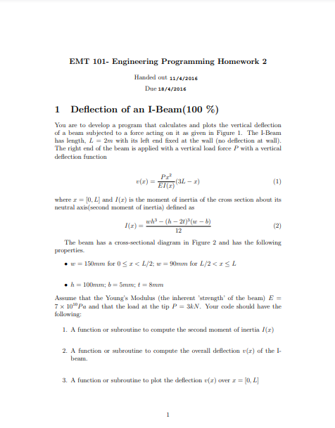 Solved EMT 101- Engineering Programming Homework 2 Handed | Chegg.com