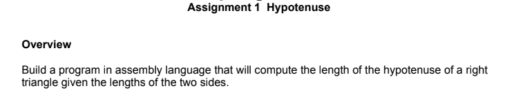 Solved Assignment 1 Hypotenuse Overview Build a program in | Chegg.com