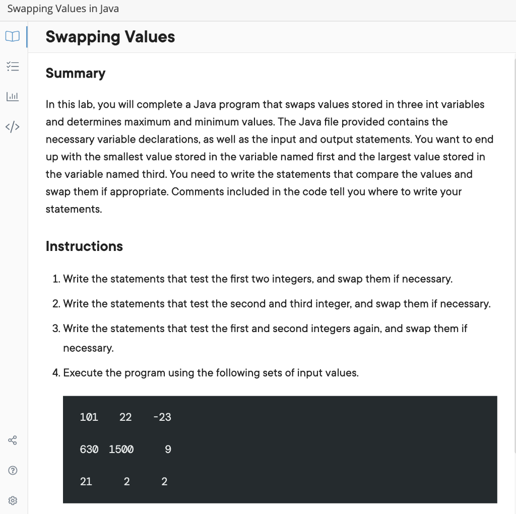 Solved // Swap.java - This program determines the minimum | Chegg.com