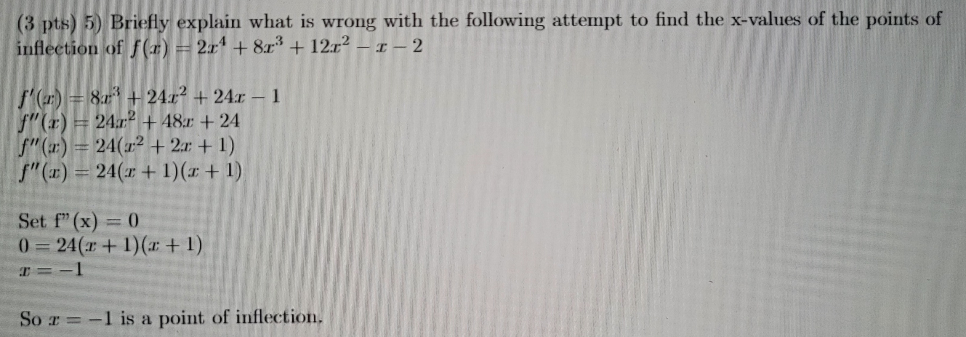 (3 pts) 5) Briefly explain what is wrong with the | Chegg.com