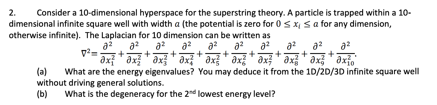 Solved 2. Consider a 10-dimensional hyperspace for the | Chegg.com