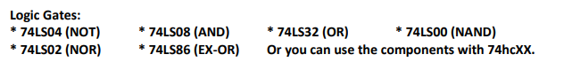 Solved Logic Gates: ∗74LSO (NOT) ∗74LSO8 (AND) ∗74LS32 (OR) | Chegg.com