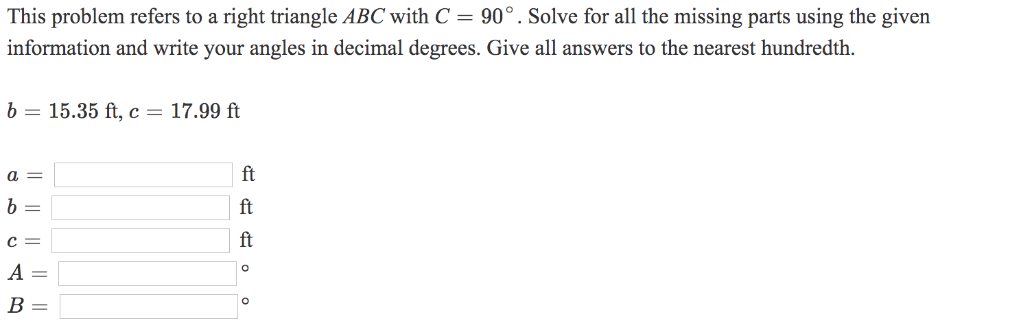 Solved This problem refers to a right triangle ABC with C = | Chegg.com