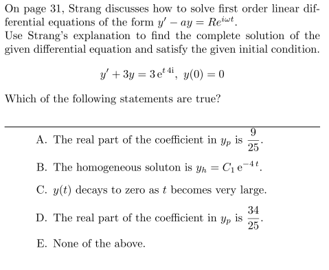 Solved On page 31 , Strang discusses how to solve first | Chegg.com