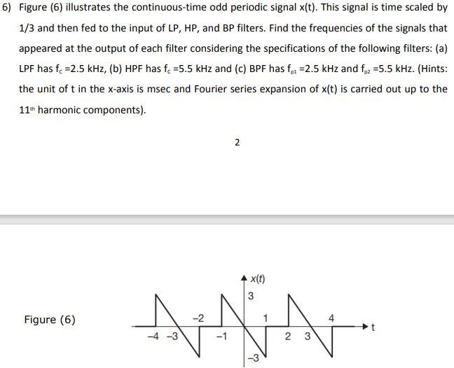 Solved 5) Figure (6) illustrates the continuous-time odd | Chegg.com