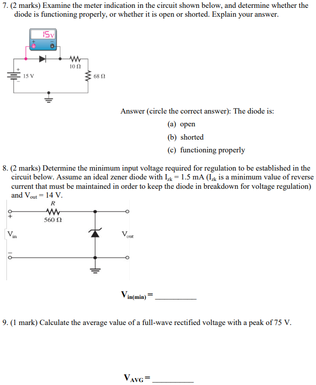 Solved 7. (2 marks) Examine the meter indication in the | Chegg.com